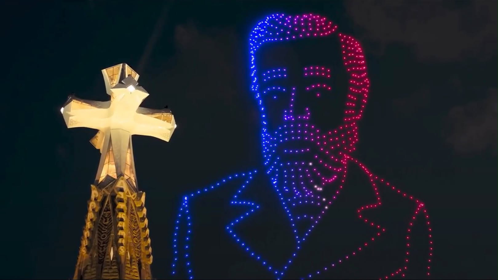 The blessing of the Tower of Jesus Christ at Sagrada Família by Leo XIV